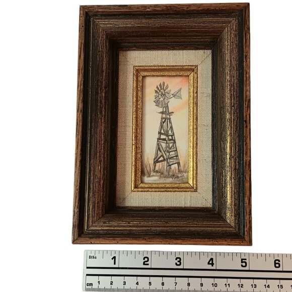Vintage | Art | Vintage Texas Windmill Miniature Painting Signed Connie ...